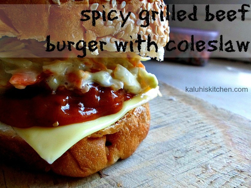 Grilled Beef Burger with Slaw