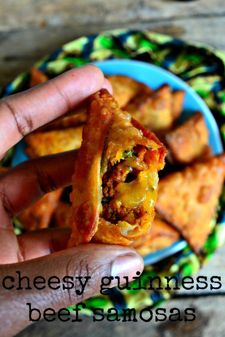Cheesy Guinness Beef Samosas