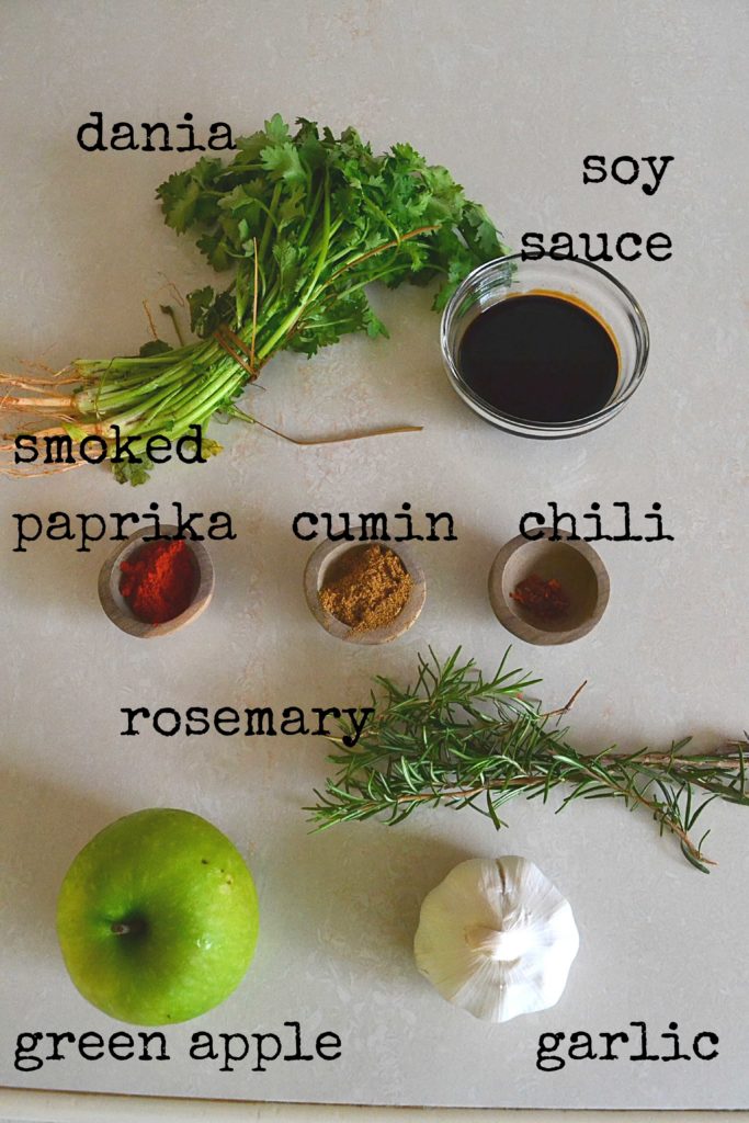 Green Apple Marinated Braised Mbuzi Ribs with Chimichuri