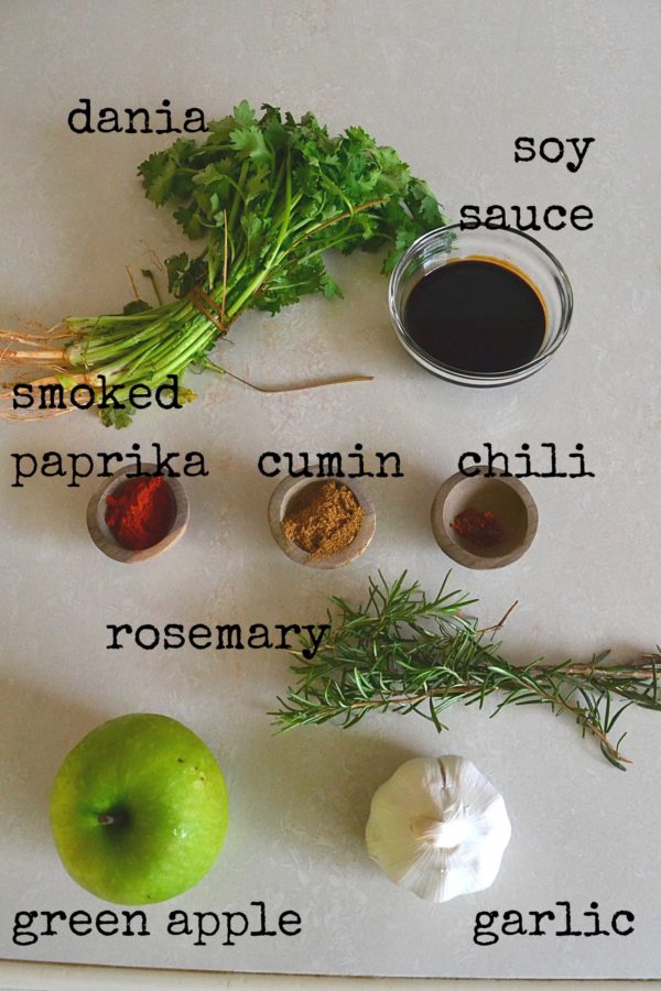 Green Apple Marinated Braised Mbuzi Ribs with Chimichuri