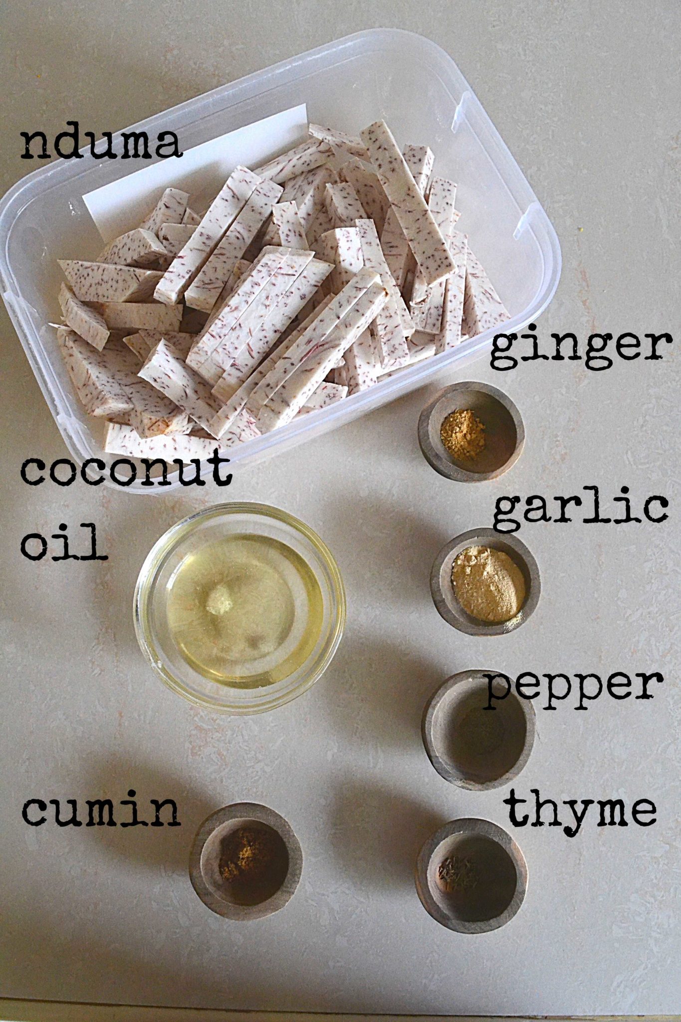 Cumin Nduma Fries with Roasted Garlic & Grapefruit Aioli