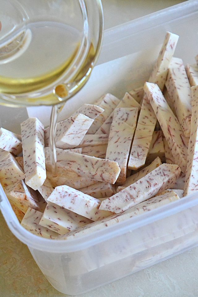 Cumin Nduma Fries with Roasted Garlic & Grapefruit Aioli