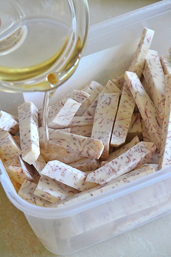 Cumin Nduma Fries with Roasted Garlic & Grapefruit Aioli