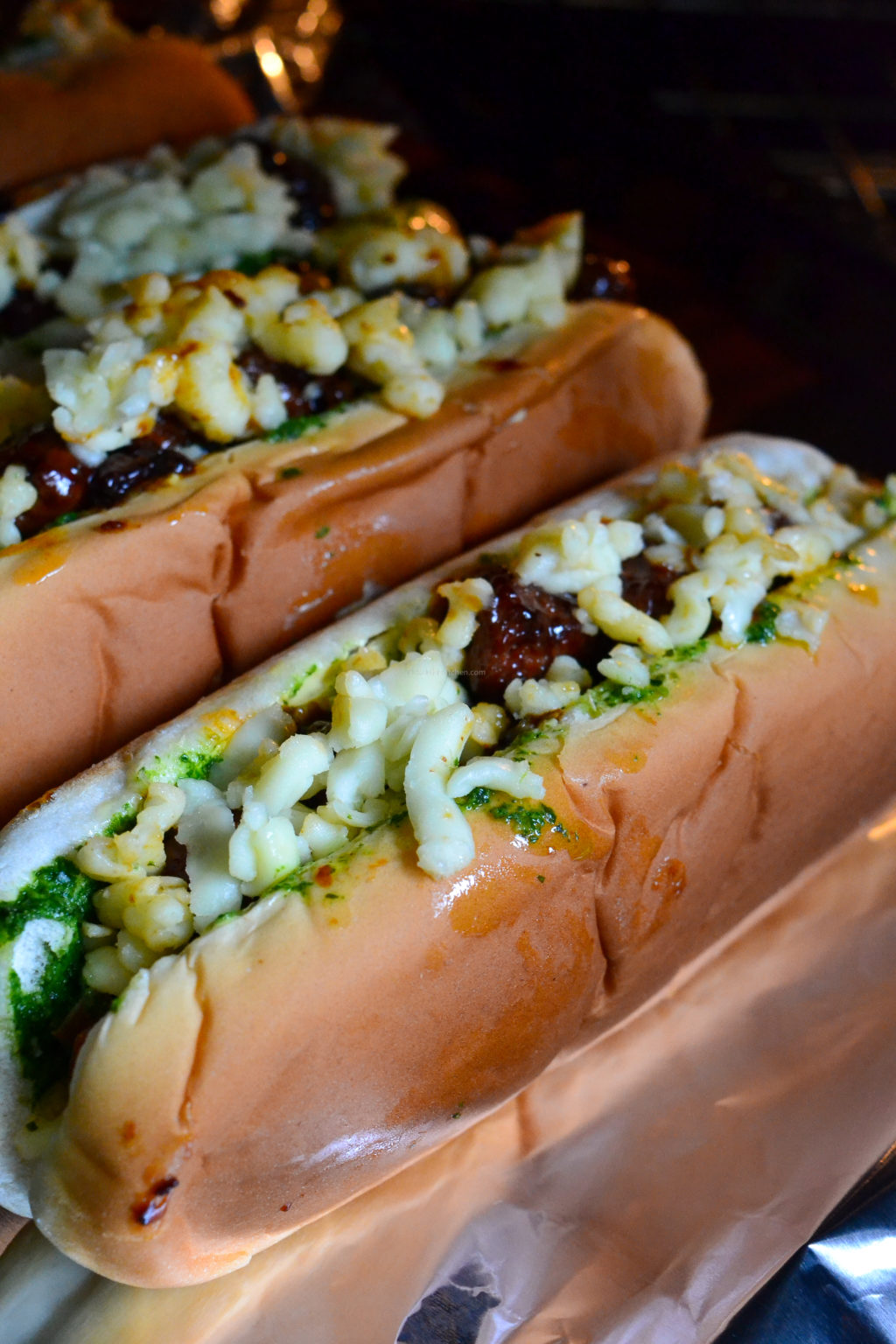 Basil Pesto Sweet Sticky Meatball Sandwich